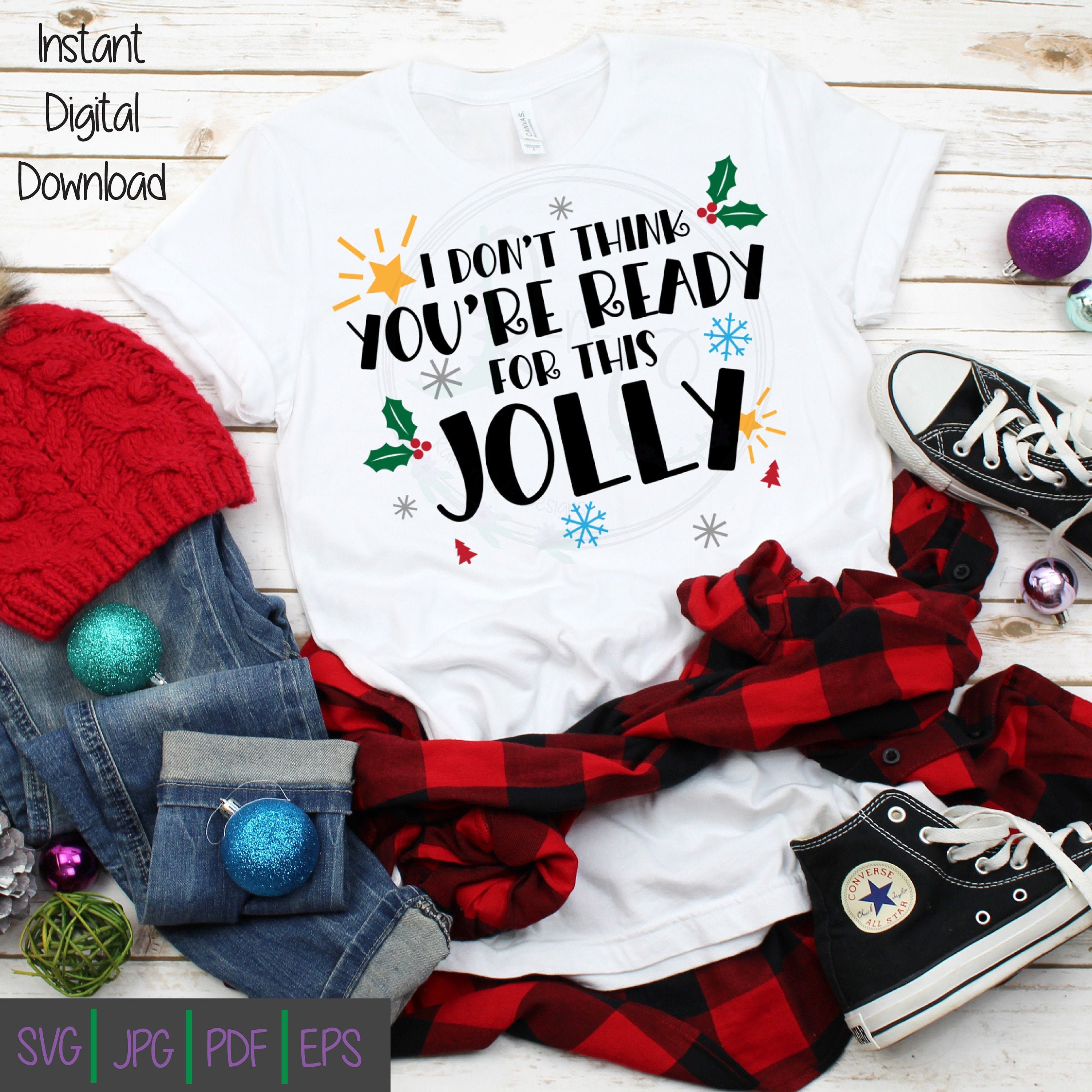 Jolly SVG, Christmas Cut File - Etsy