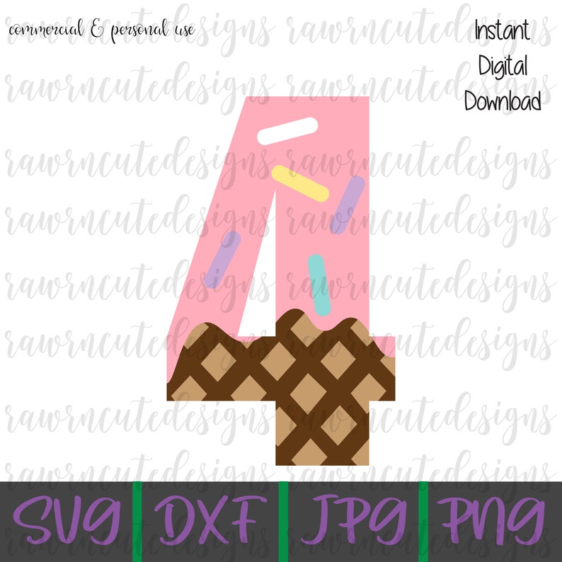 Fourth Birthday SVG Pastel Birthday Svg Ice Cream Birthday - Etsy