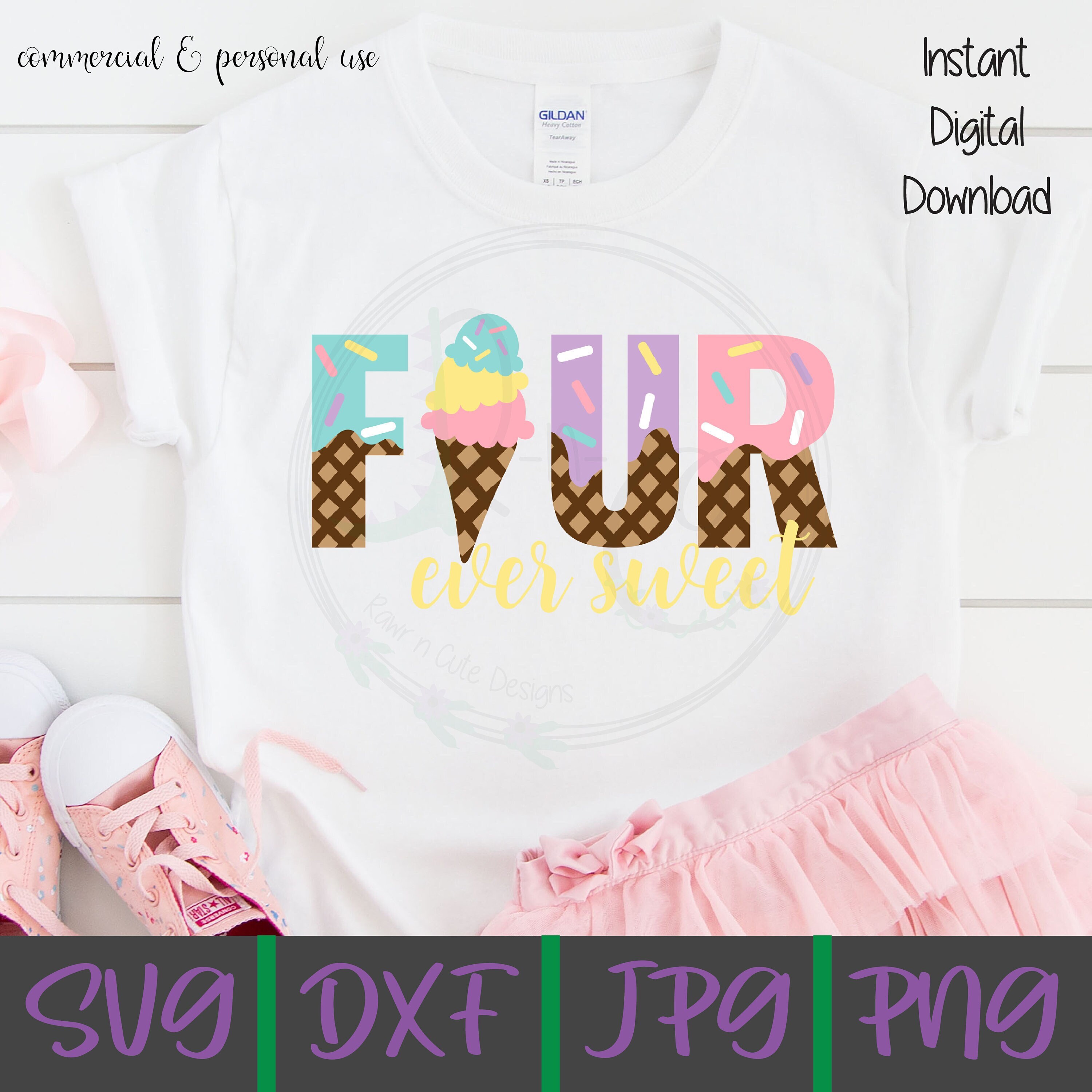 Four Ever Sweet SVG Fourth Birthday Svg Birthday Girl Svg | Etsy