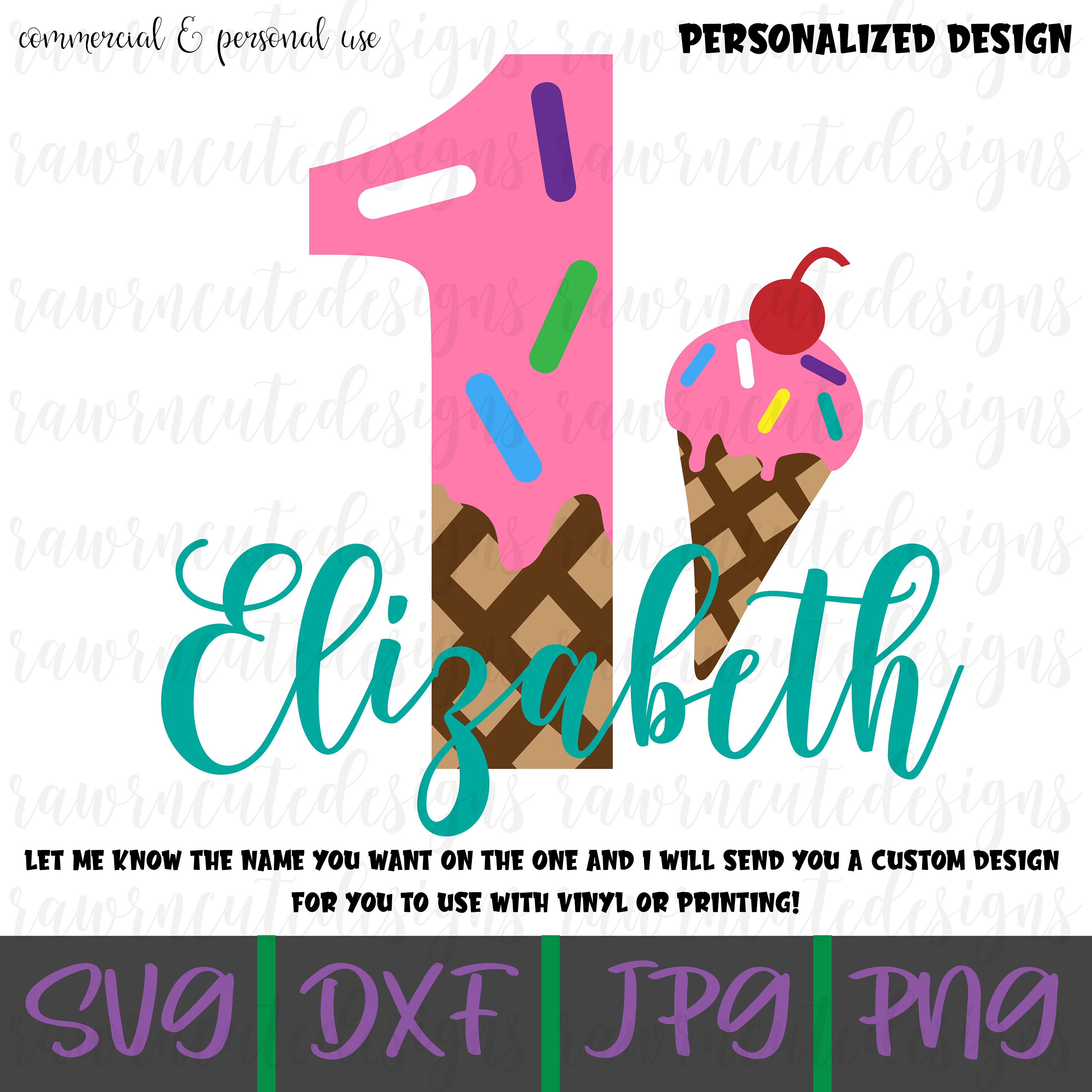 1st Birthday Ice Cream Personalized Name SVG 1st Birthday | Etsy