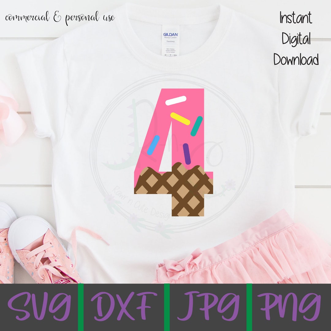 Fourth Birthday SVG, Ice Cream Birthday Svg, Ice Cream Party Svg, 4th ...