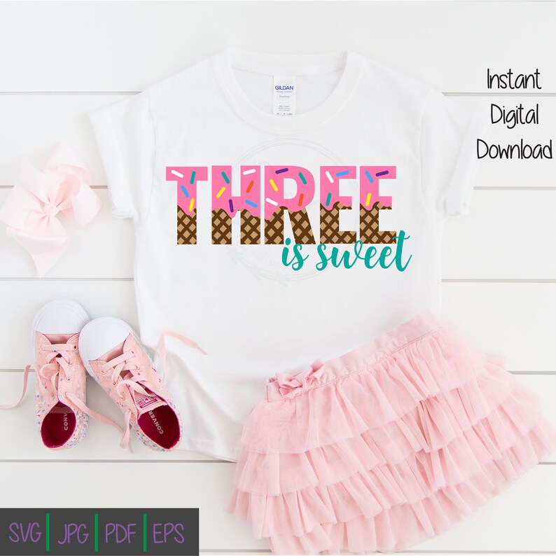Three is Sweet SVG Third Birthday Svg Three Svg - Etsy