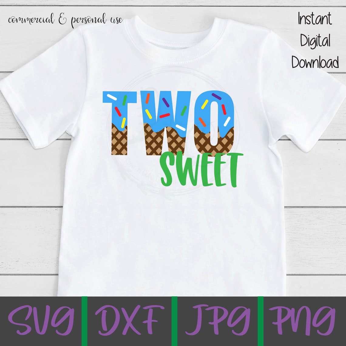 Two Sweet SVG, 2nd Birthday Svg, Birthday Boy Svg, Ice Cream Birthday ...