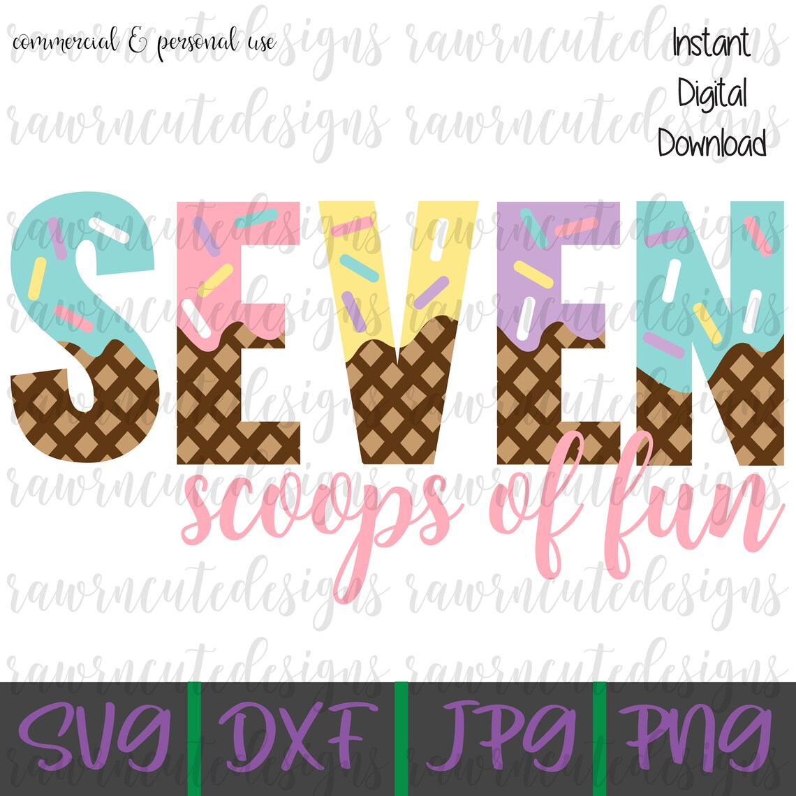 Seven Scoops of Fun SVG Seven Svg Seventh Birthday Svg Ice - Etsy
