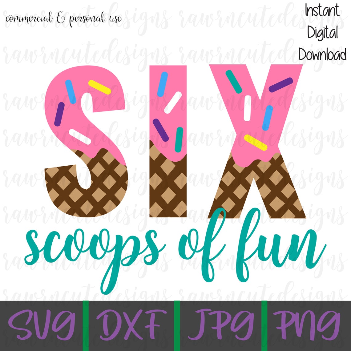Six Scoops of Fun SVG 6th Birthday Svg Ice Cream Birthday - Etsy