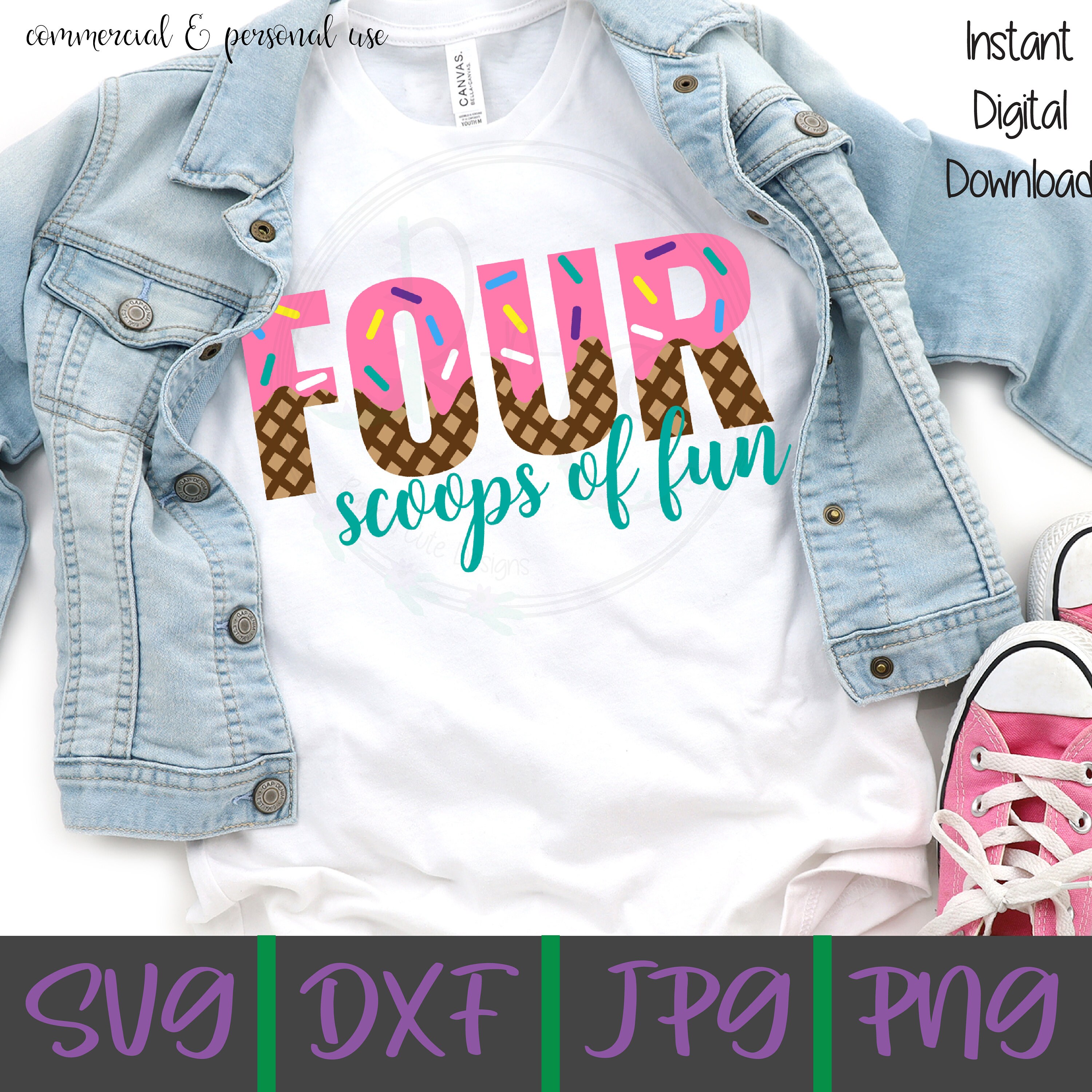 Four Scoops of Fun SVG Fourth Birthday Svg Ice Cream - Etsy