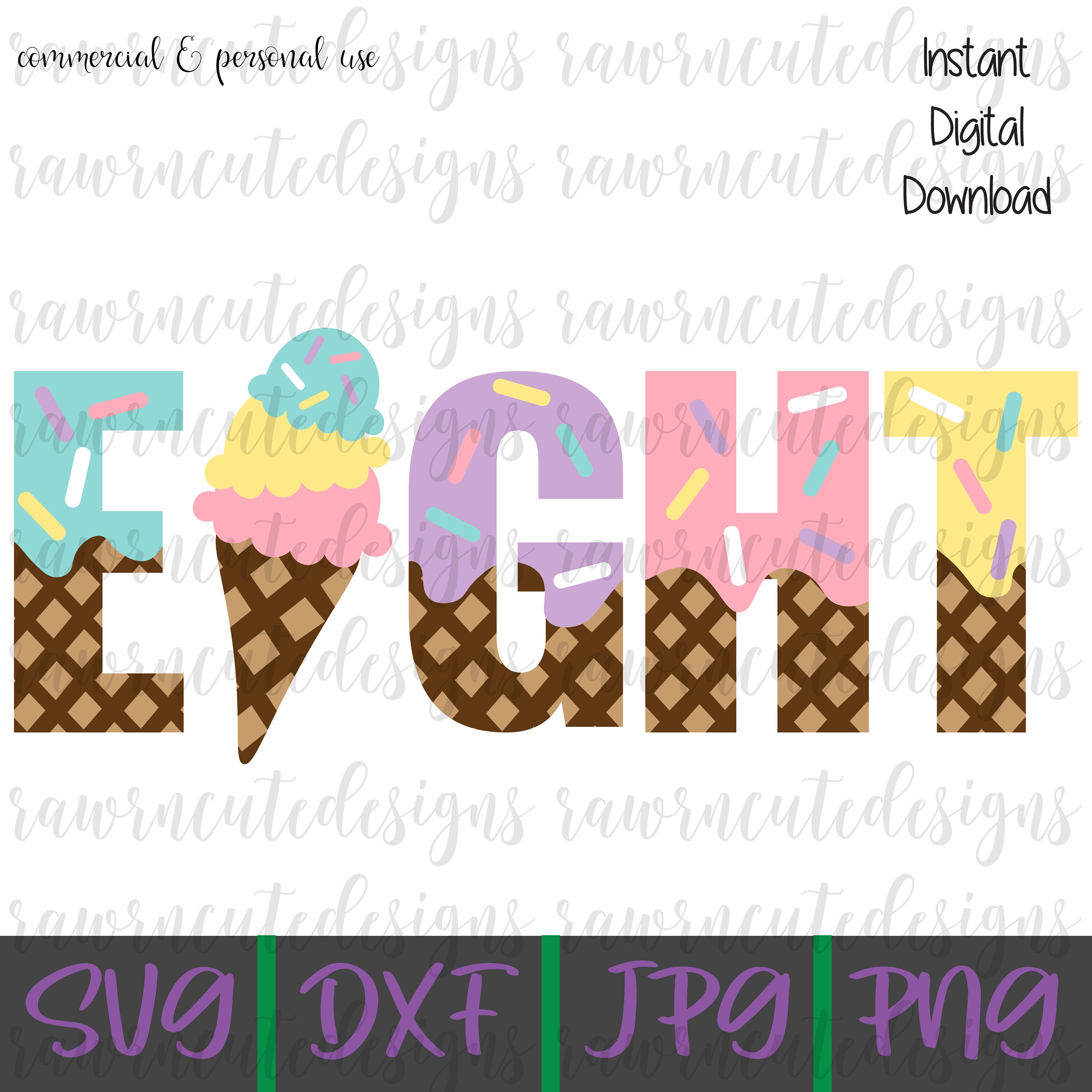 Pastel Eight Ice Cream Birthday SVG Eighth Birthday Svg - Etsy