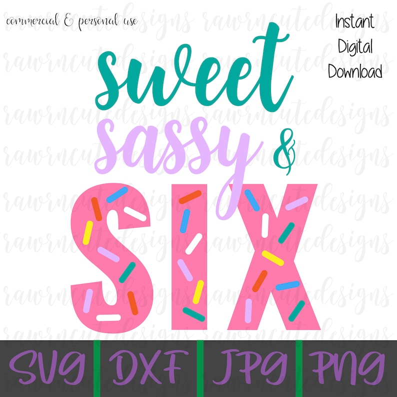 Sweet Sassy and Six SVG 6th Birthday Svg Donut Birthday Svg - Etsy