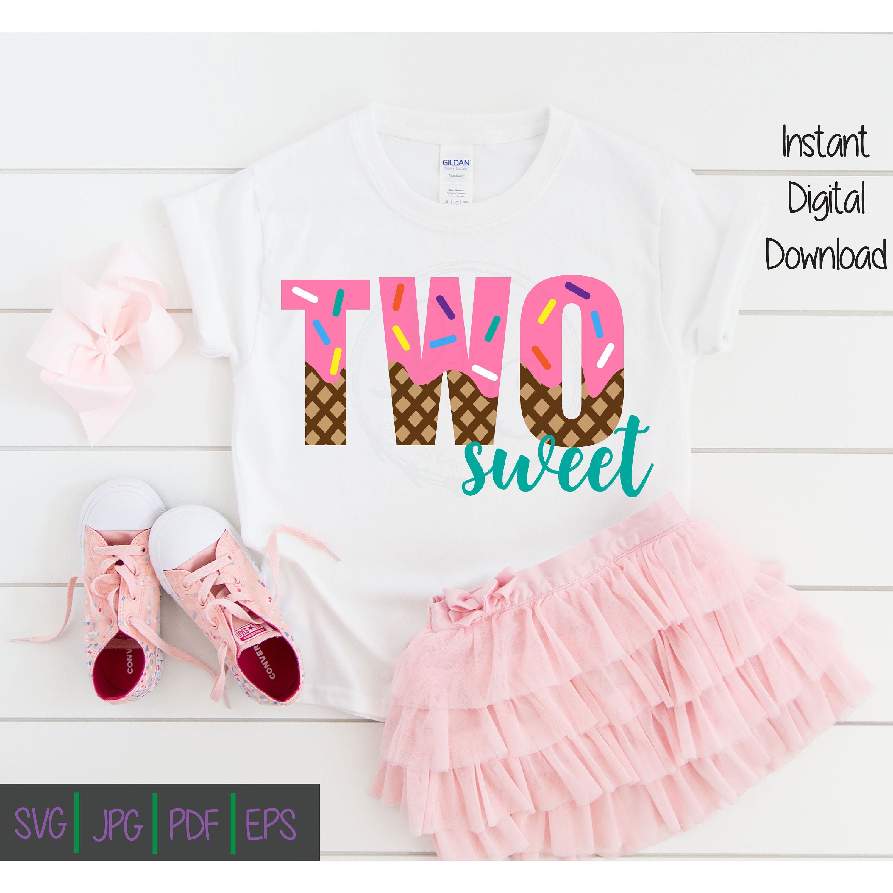 Two Sweet SVG 2nd Birthday Svg Birthday Girl Svg Ice Cream | Etsy