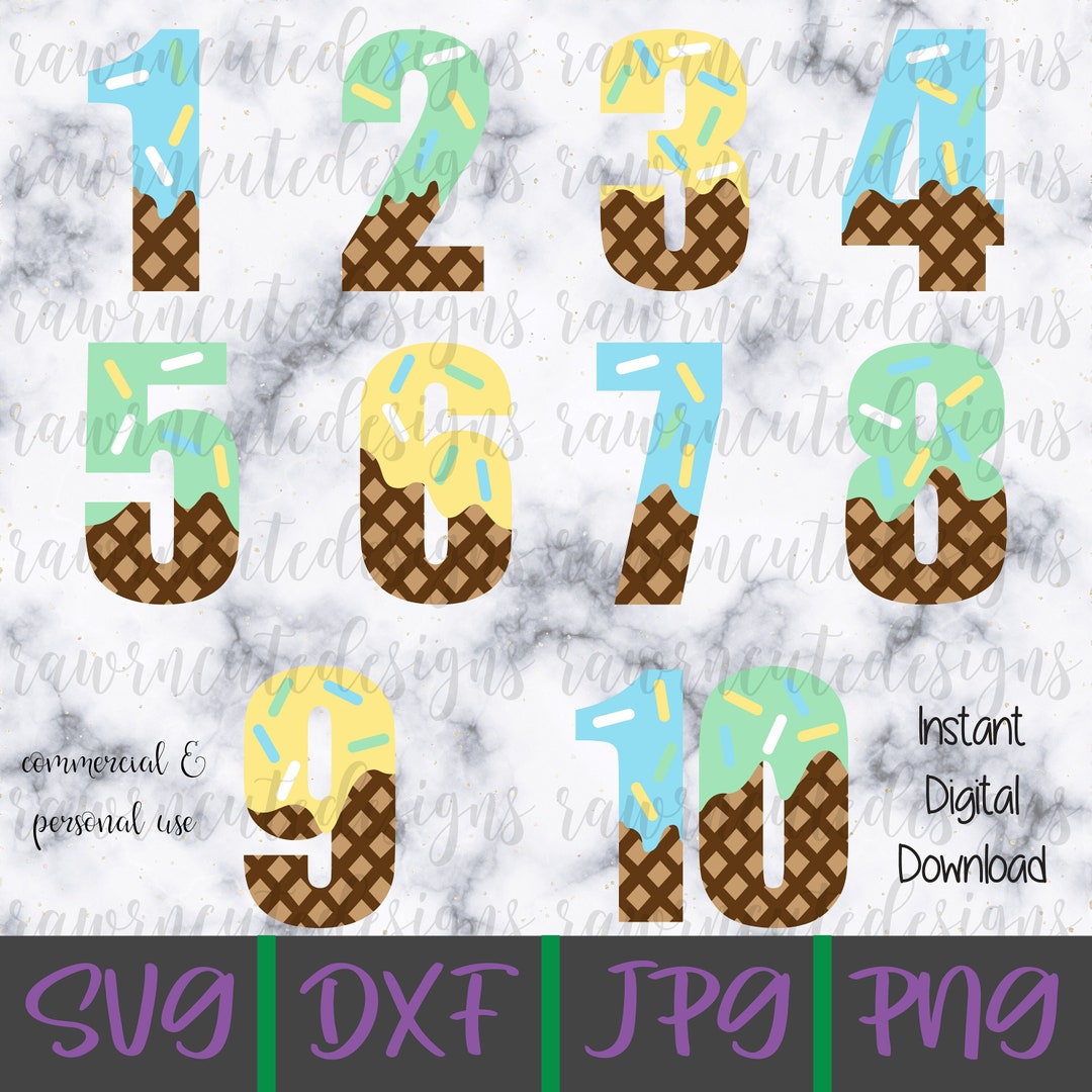 Ice Cream Numbers SVG, Ice Cream Birthday Svg, Pastel Ice Cream Svg ...