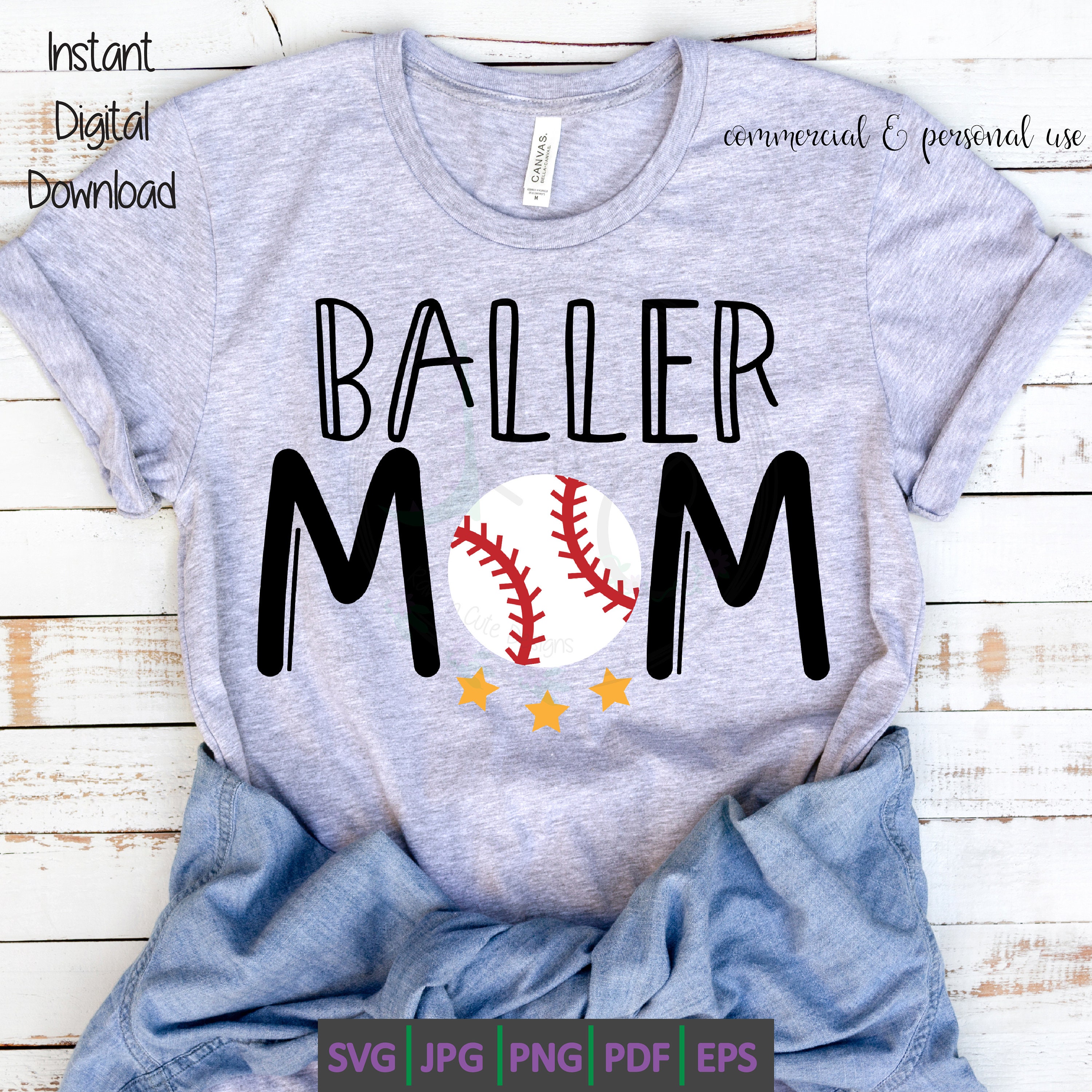 Baller Mom SVG Baseball Mom Svg Baseball Shirt Design - Etsy