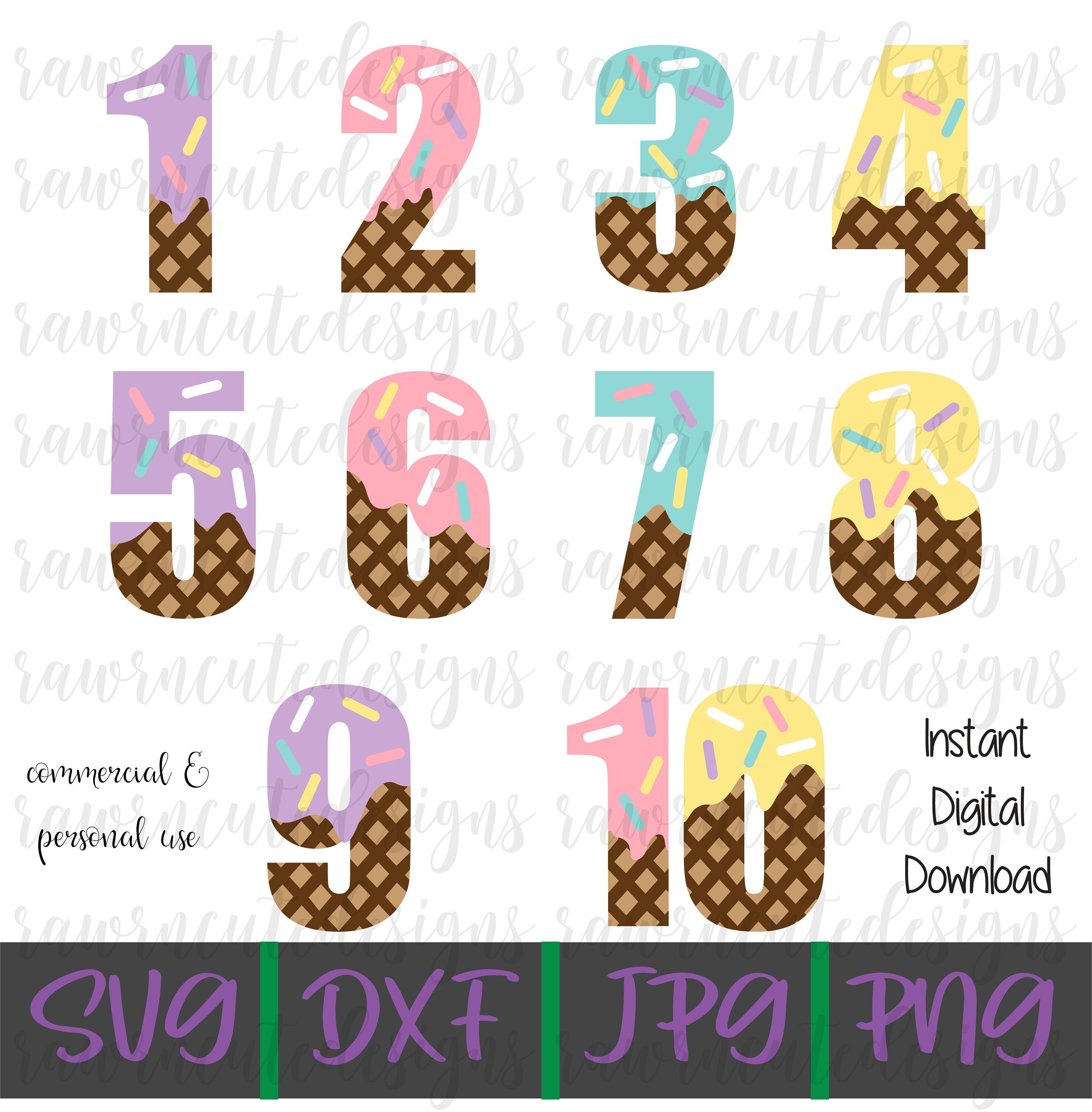Ice Cream Numbers SVG, Ice Cream Birthday Svg, Pastel Ice Cream Svg ...