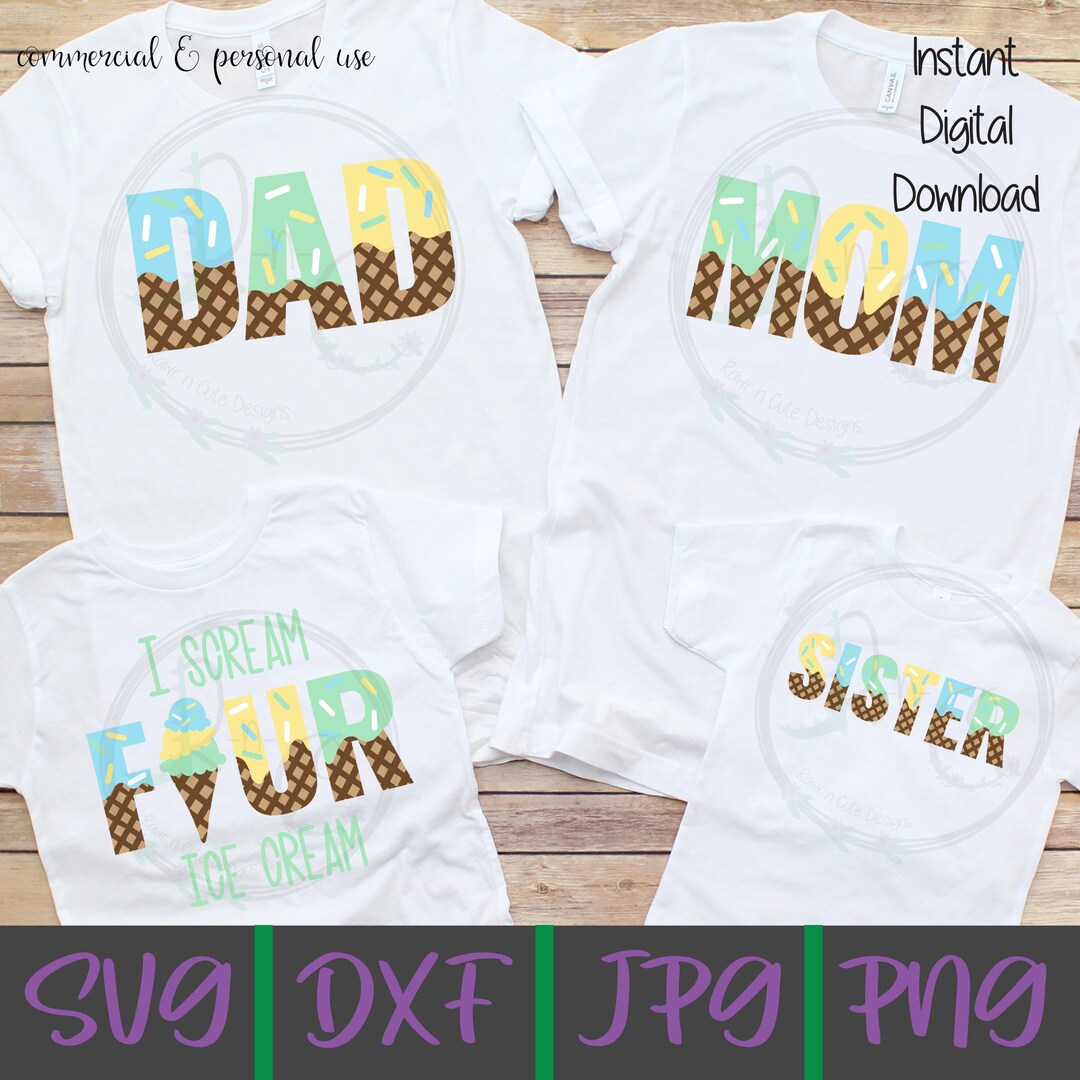I Scream Four Ice Cream SVG, Fourth Birthday Svg, Birthday Boy Svg, 4th ...