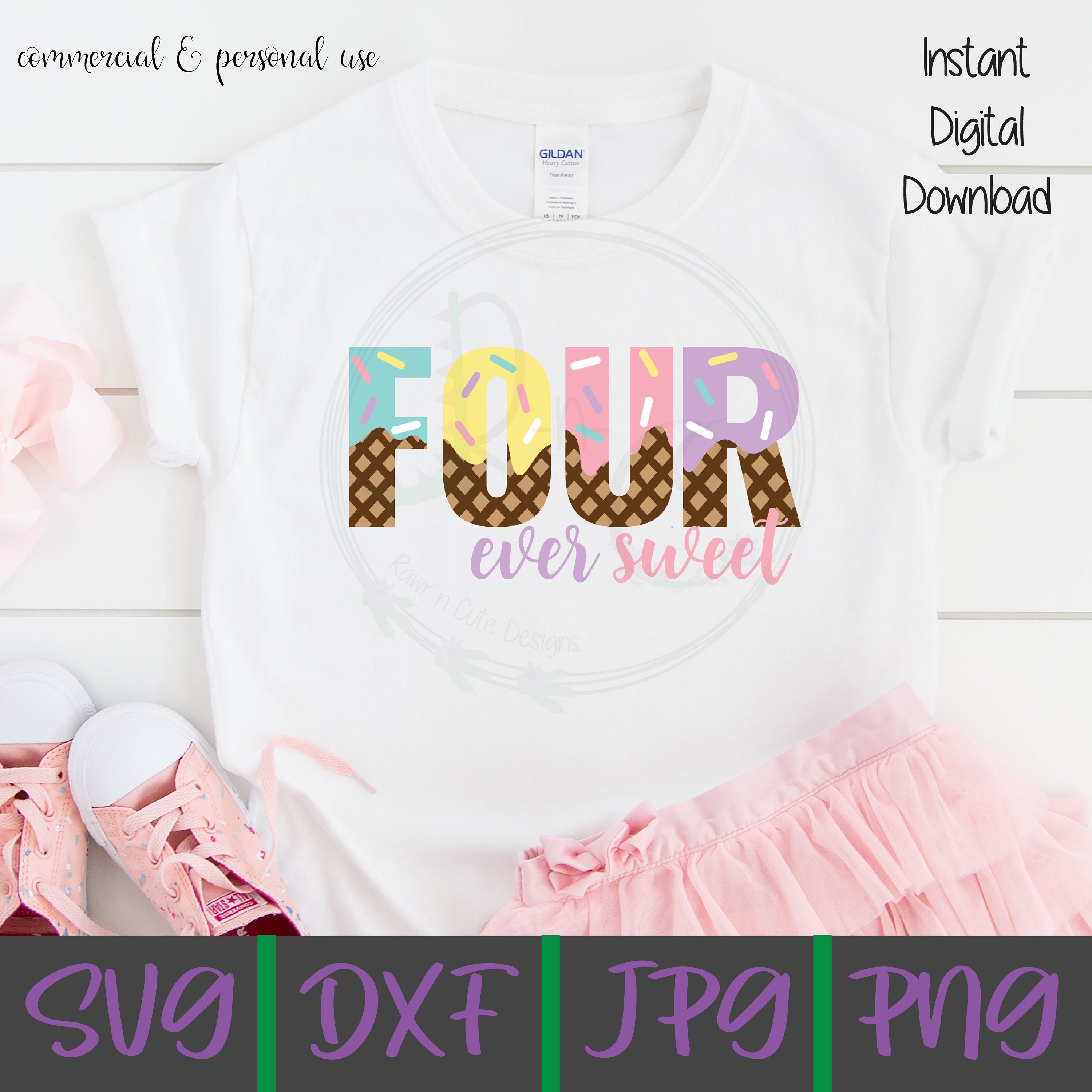 Pastel Four Ever Sweet SVG Fourth Birthday Svg Ice Cream - Etsy