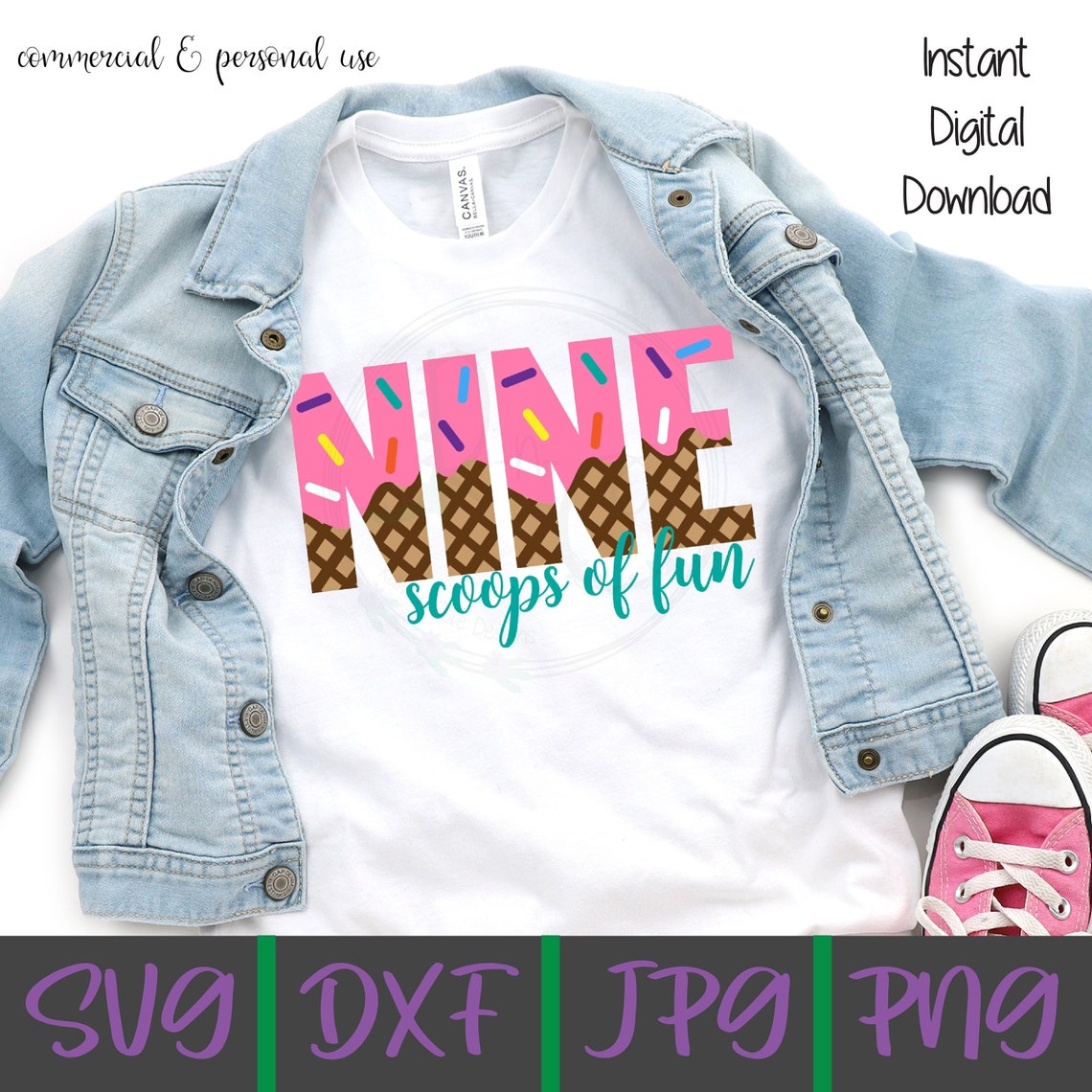 Nine Scoops of Fun SVG, Ice Cream Birthday Svg, 9th Birthday Svg, Ninth ...