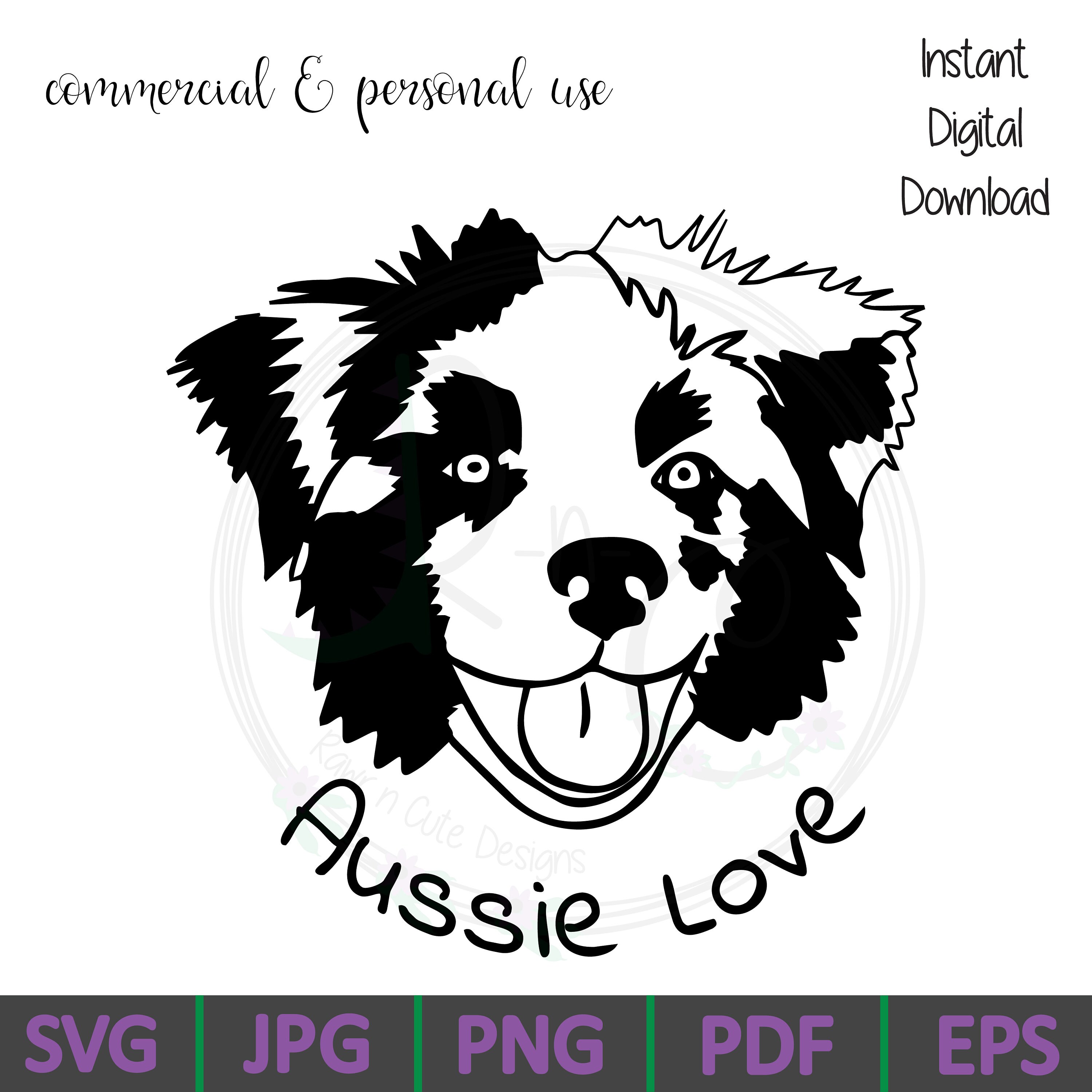 Aussie Love SVG Australian Shepherd cut file Dog love design | Etsy