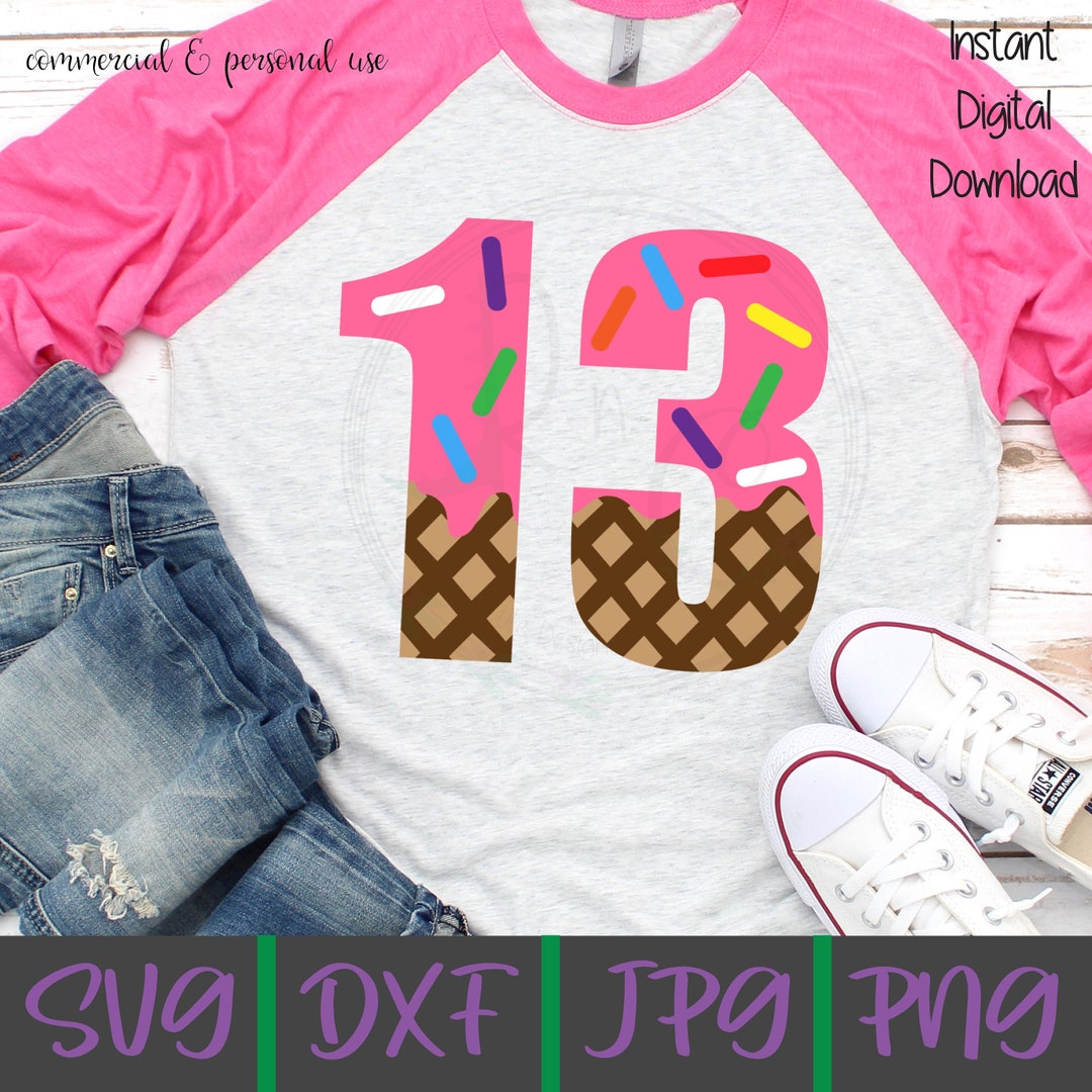 13th Birthday SVG, Ice Cream Birthday Svg - Etsy