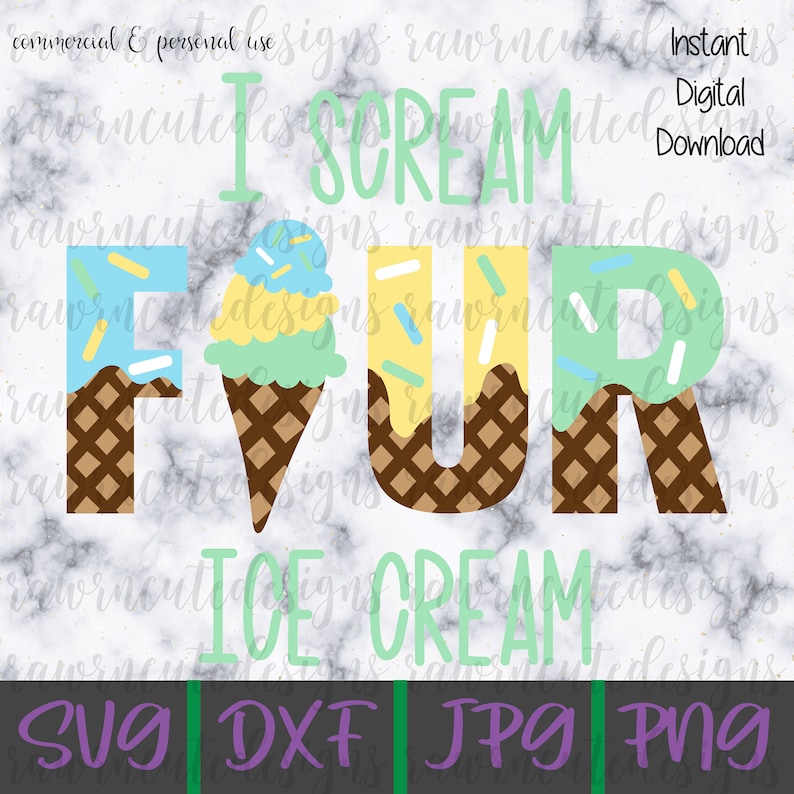 I Scream Four Ice Cream SVG Fourth Birthday Svg Birthday Boy - Etsy