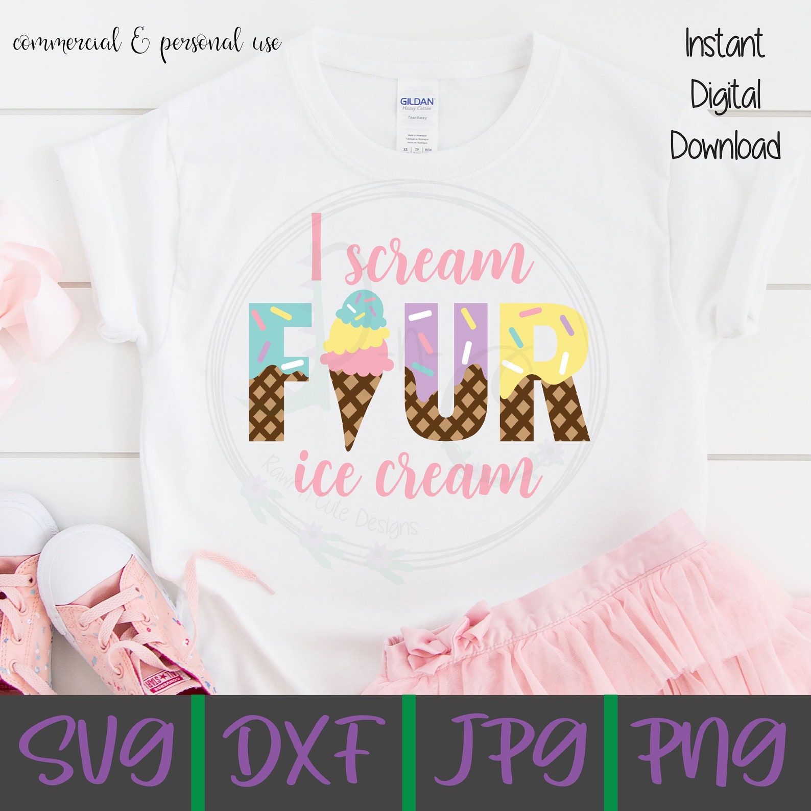 I Scream Four Ice Cream SVG, Fourth Birthday Svg, Birthday Girl Svg ...