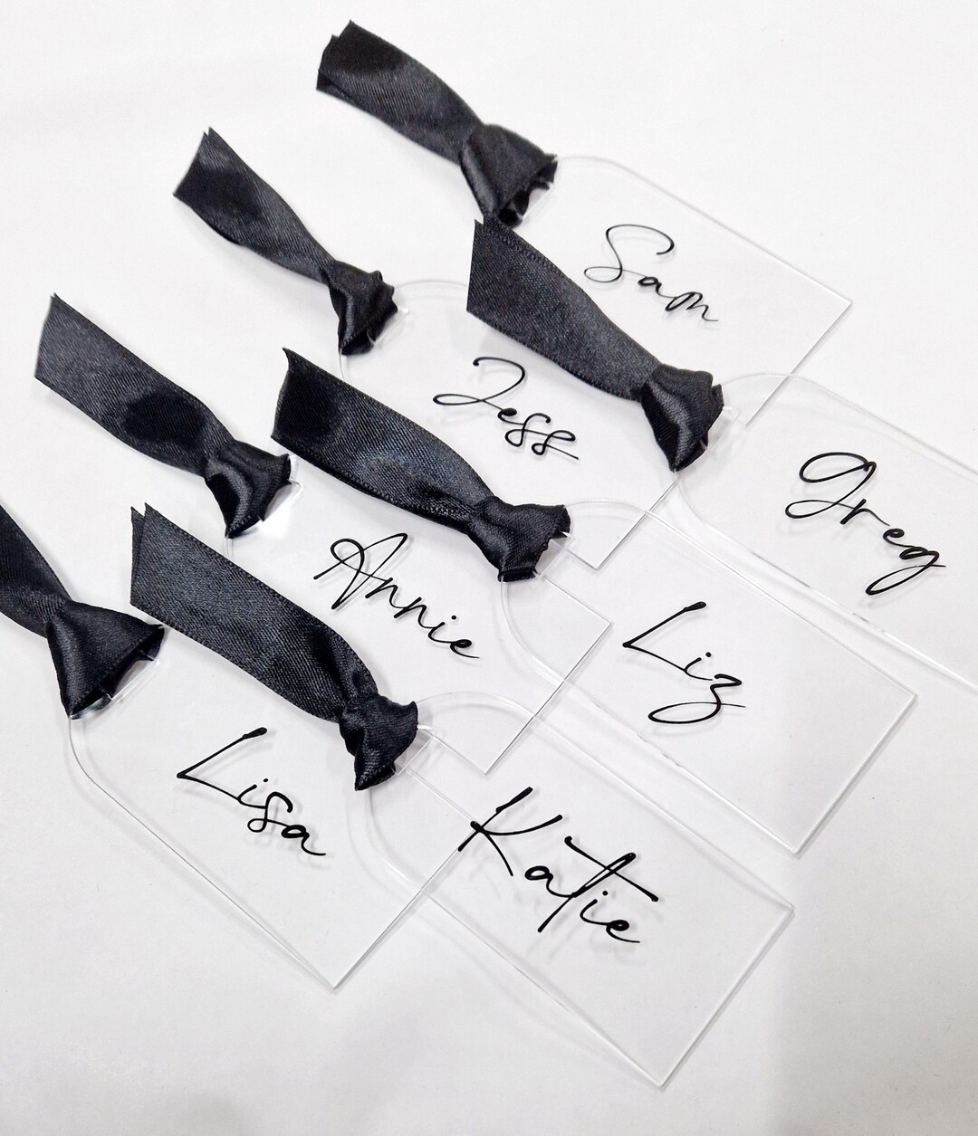 Personalised Clear Acrylic Place Names Place Settings Black Place Names ...