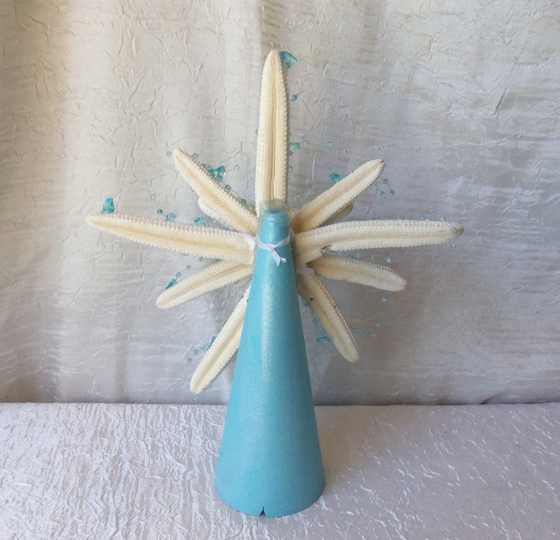 Starfish Tree Topper, Blue Crystal Beads, Coastal Decor, Nautical ...