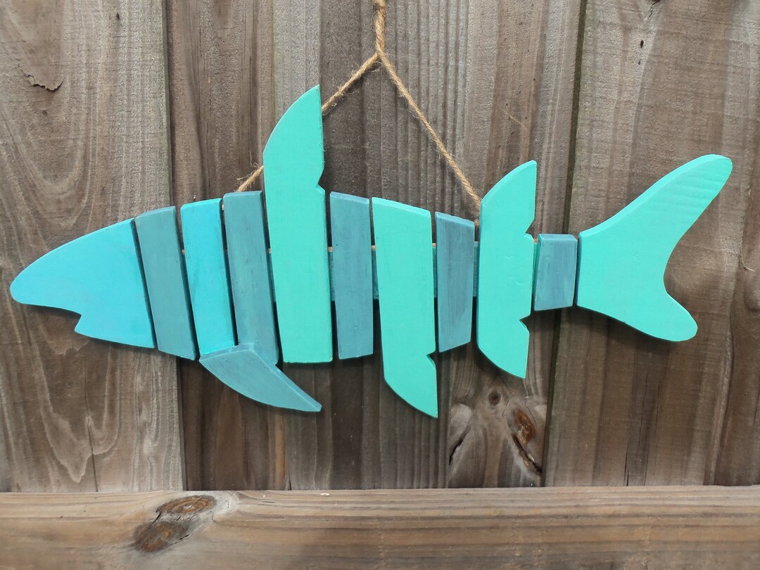 Shark Sign, Hanging Shark, Beach Decor, Rustic Shark, Nautical Decor ...