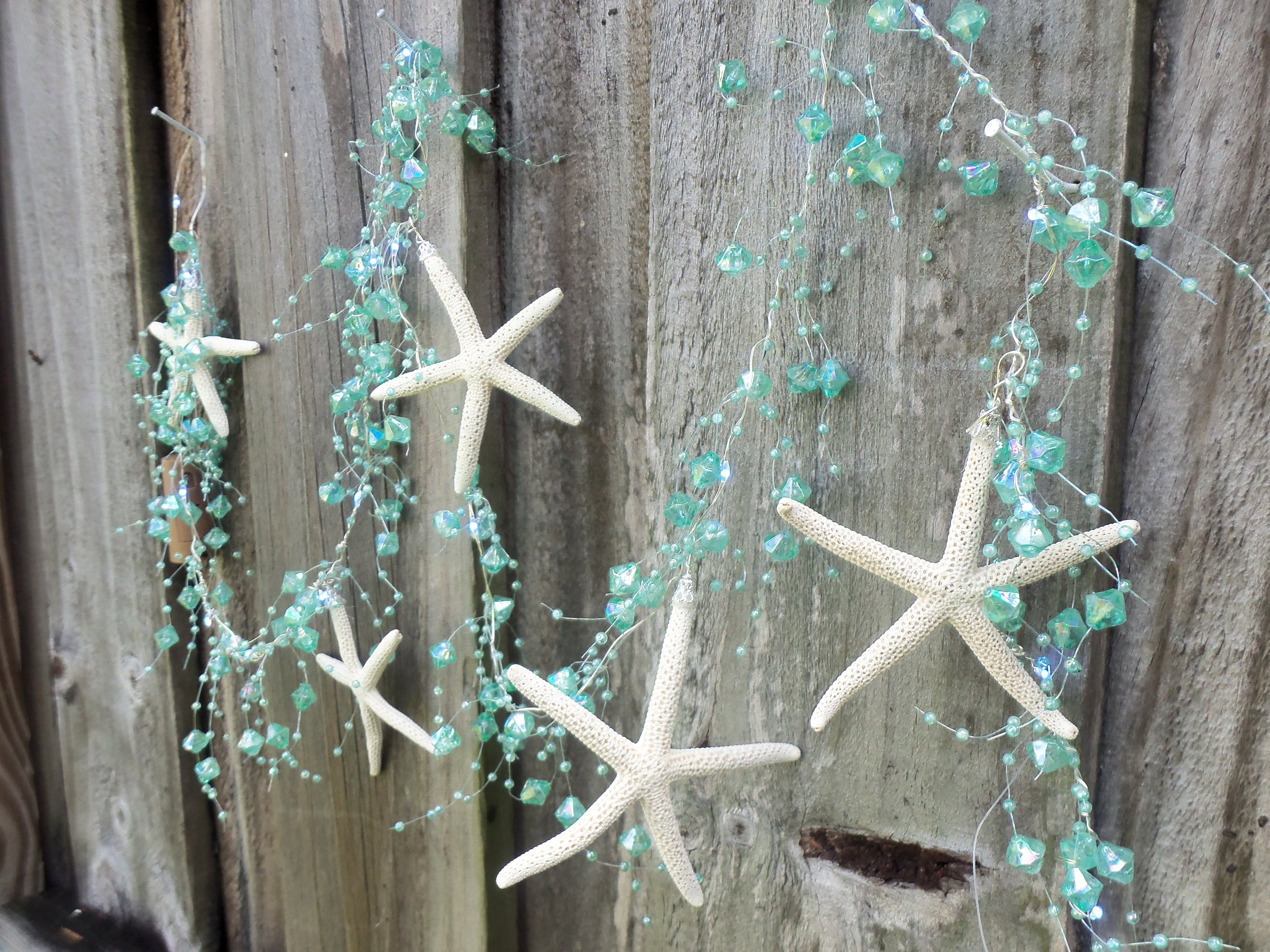 Starfish Beaded Garland Lighted Nautical Garland Lighted | Etsy