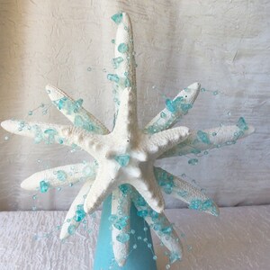 Starfish Tree Topper, Blue Crystal Beads, Coastal Decor, Nautical ...