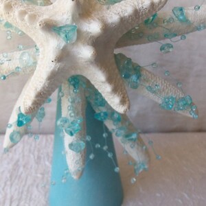 Starfish Tree Topper, Blue Crystal Beads, Coastal Decor, Nautical ...