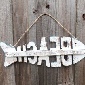 Fish Beach Sign, Hanging Sign, Beach Decor, Rustic Fish, Nautical Decor ...
