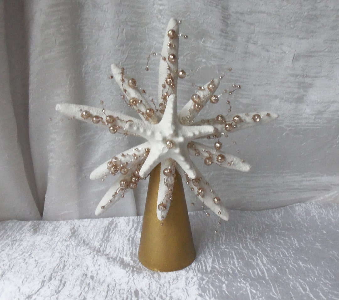 Starfish Tree Topper, Gold Tree Topper, Coastal, Nautical, Beach ...