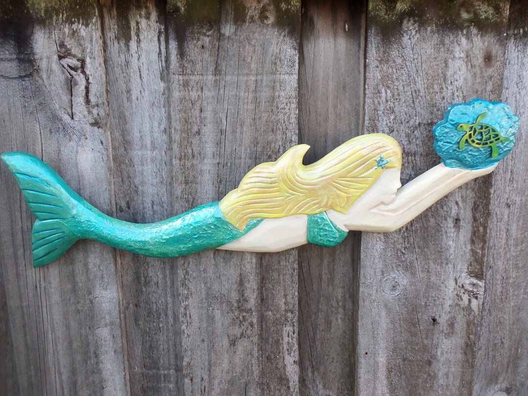 Mermaid, Mermaid Shell Wall Decor, Mermaid Wall Art, Swimming Mermaid ...
