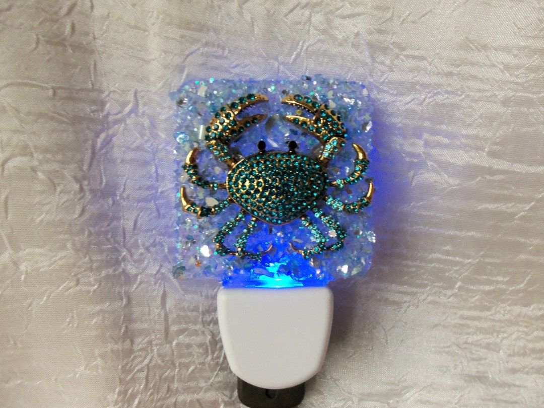 Blue Crab Rhinestone Night Light, Night Light, Nightlight, Rhinestone ...