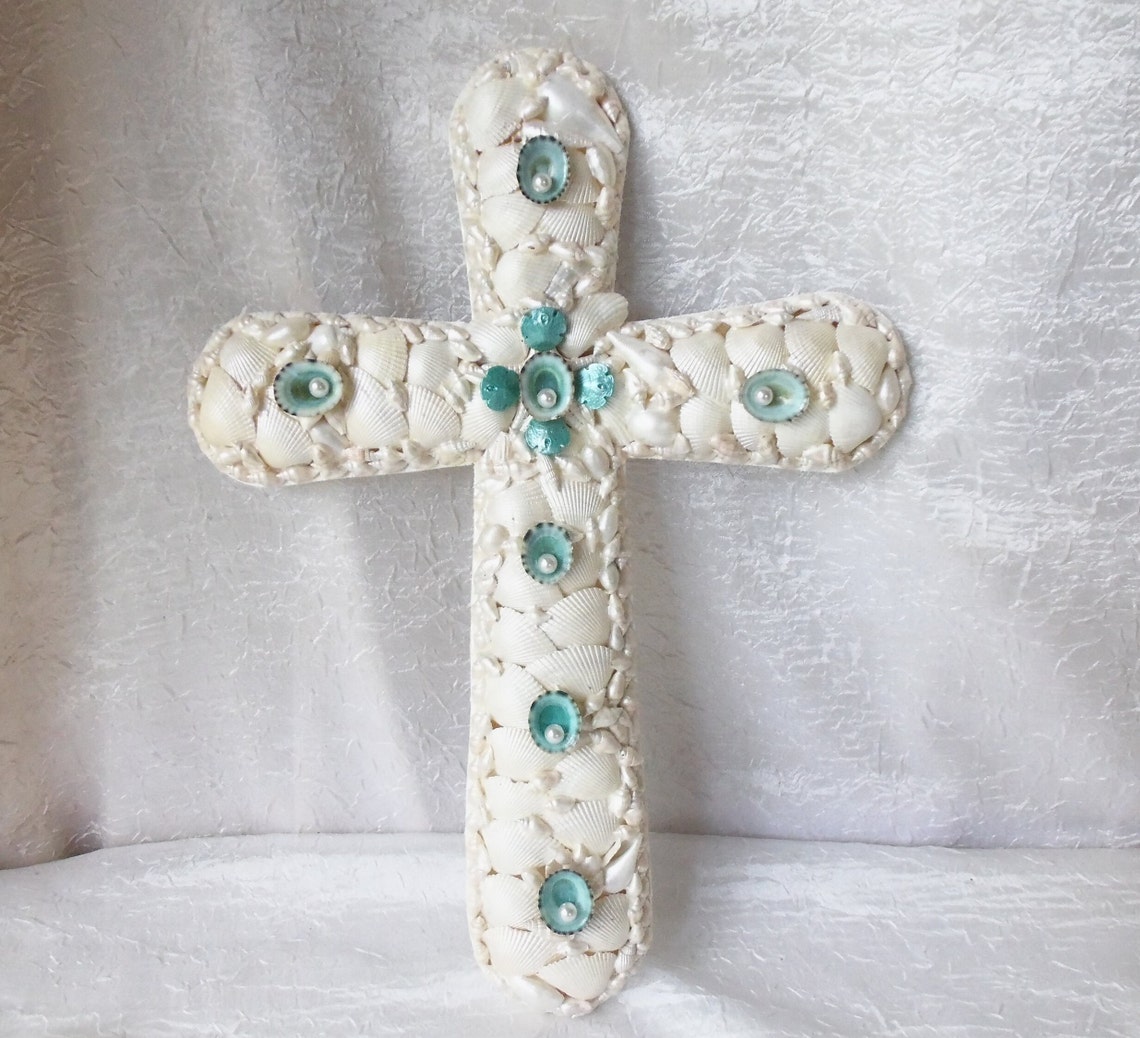Seashell Cross Shell Cross Wedding Gift Handmade Cross | Etsy