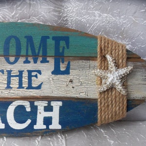 Surfboard Sign, Starfish Sign, Surfboard Wall Decor, Hanging Sign ...
