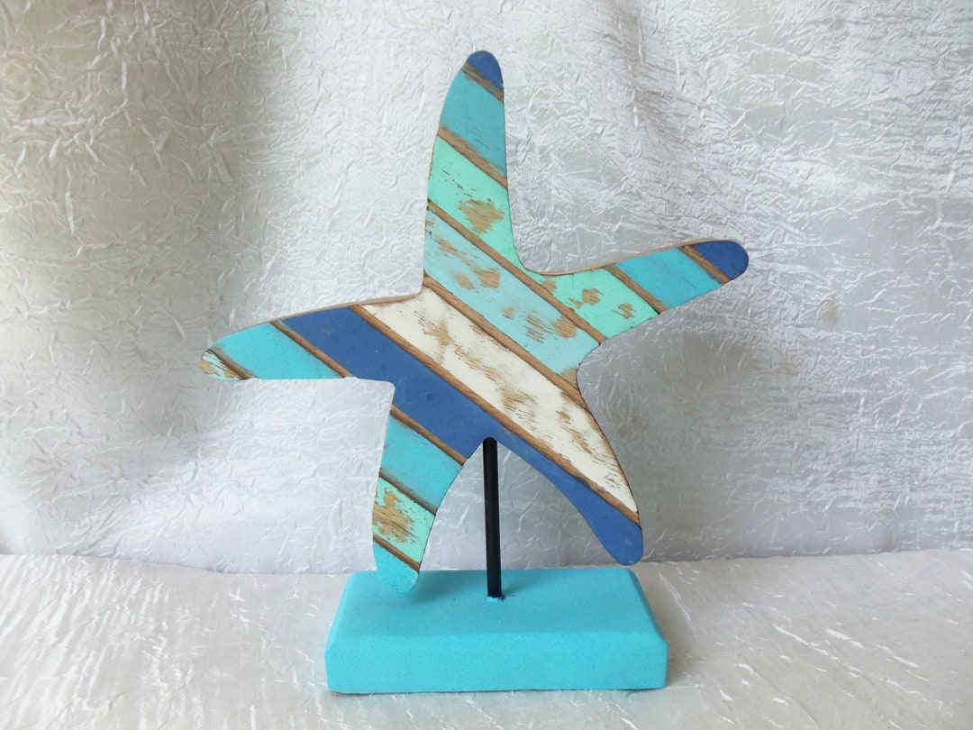 Wood Starfish on Stand, Wood Starfish, Coastal Decor, Beach Decor ...
