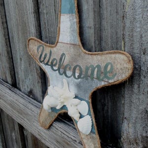 Starfish Sign, Wall Decor, Hanging Sign, Beach Decor, Coastal Decor ...
