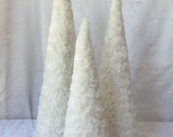 LED Cone Trees, Set of 3, Fur Cone Trees, Elegant Christmas Trees ...