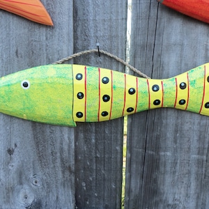 Set of 4 Folk Art Fish, Fish Wall Decor, Folk Art, 15 Inches Long ...
