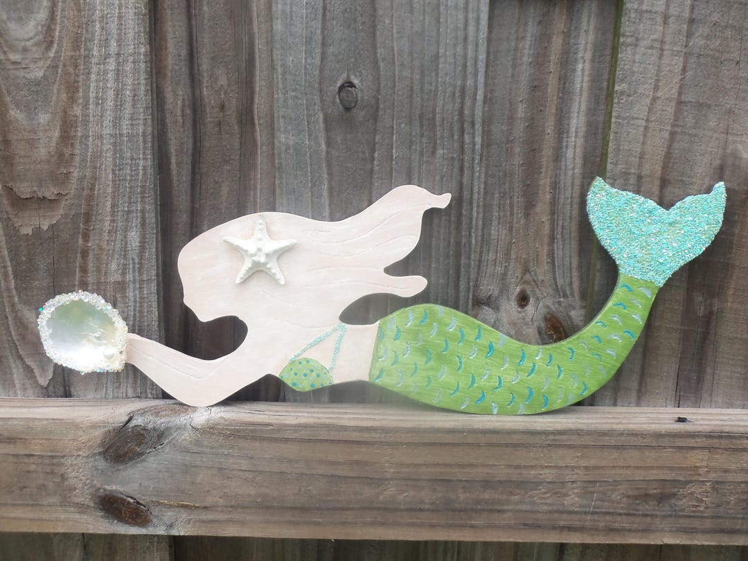 Mermaid, Mermaid Wall Decor, Mermaid Art, Painted Mermaid, Rustic ...