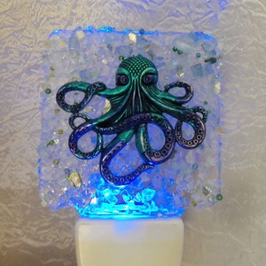 Octopus Night Light, Night Light, Nightlight, Blue Purple Octopus, Dusk ...