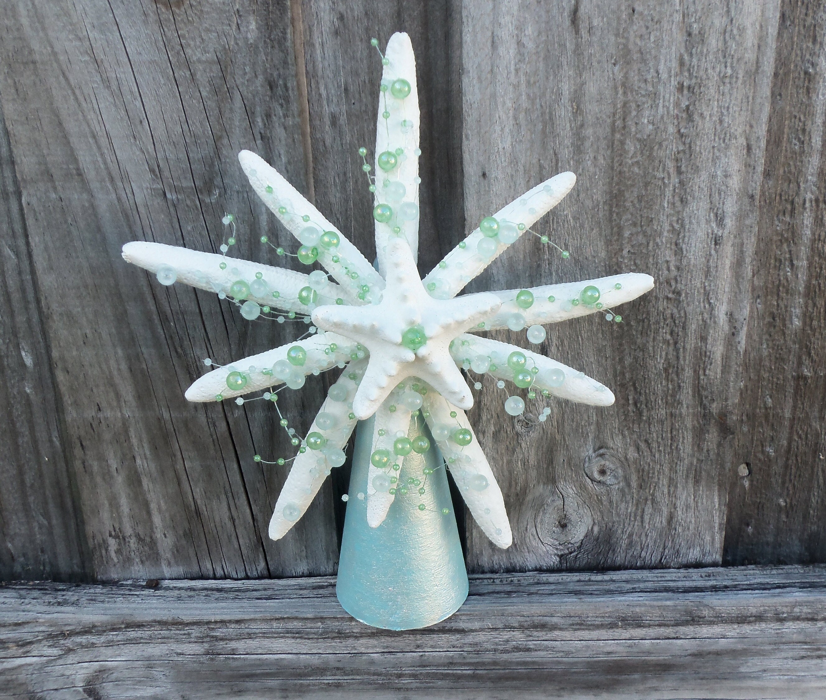 Starfish Tree Topper Baby Blue & Sea Green Sprays Coastal | Etsy
