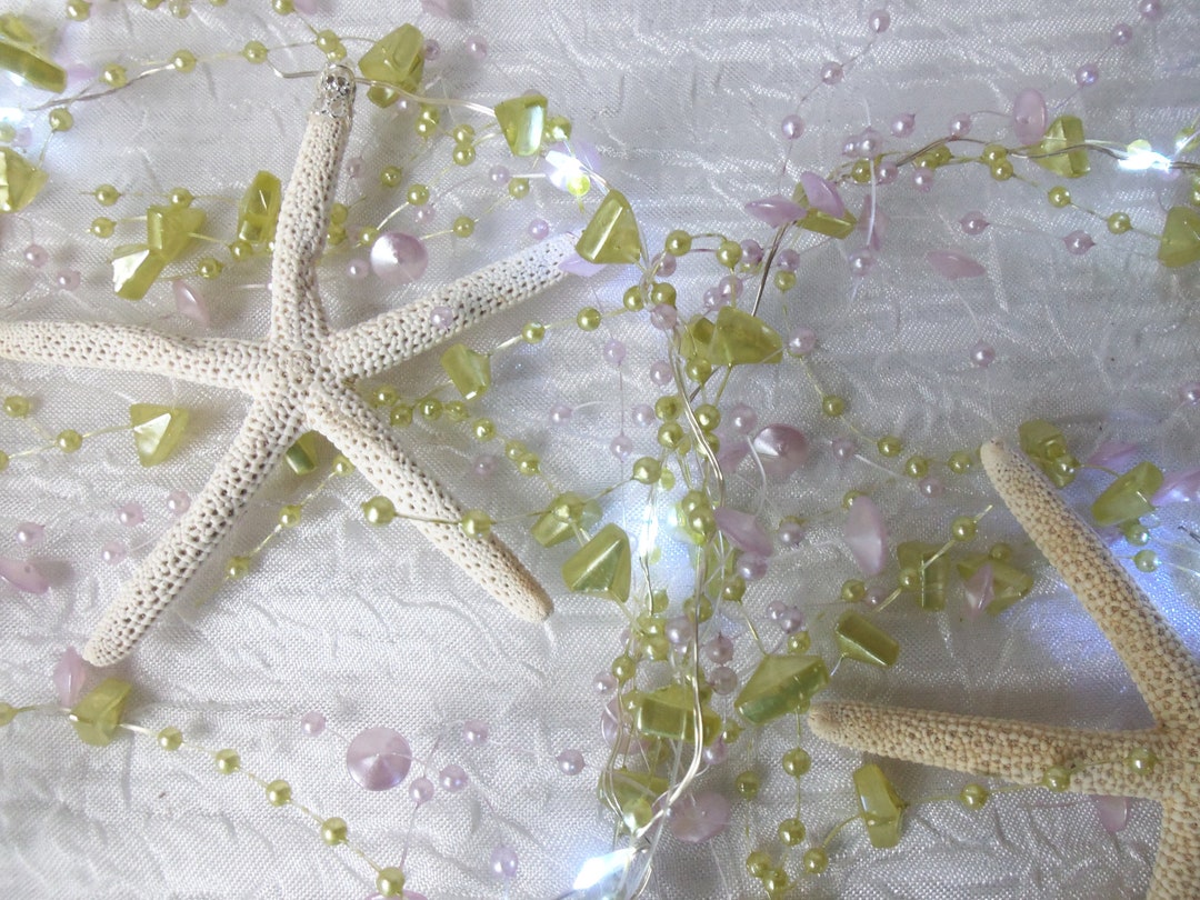 Starfish Beaded Garland, Lighted Garland, Wedding Garland, Beach Decor ...