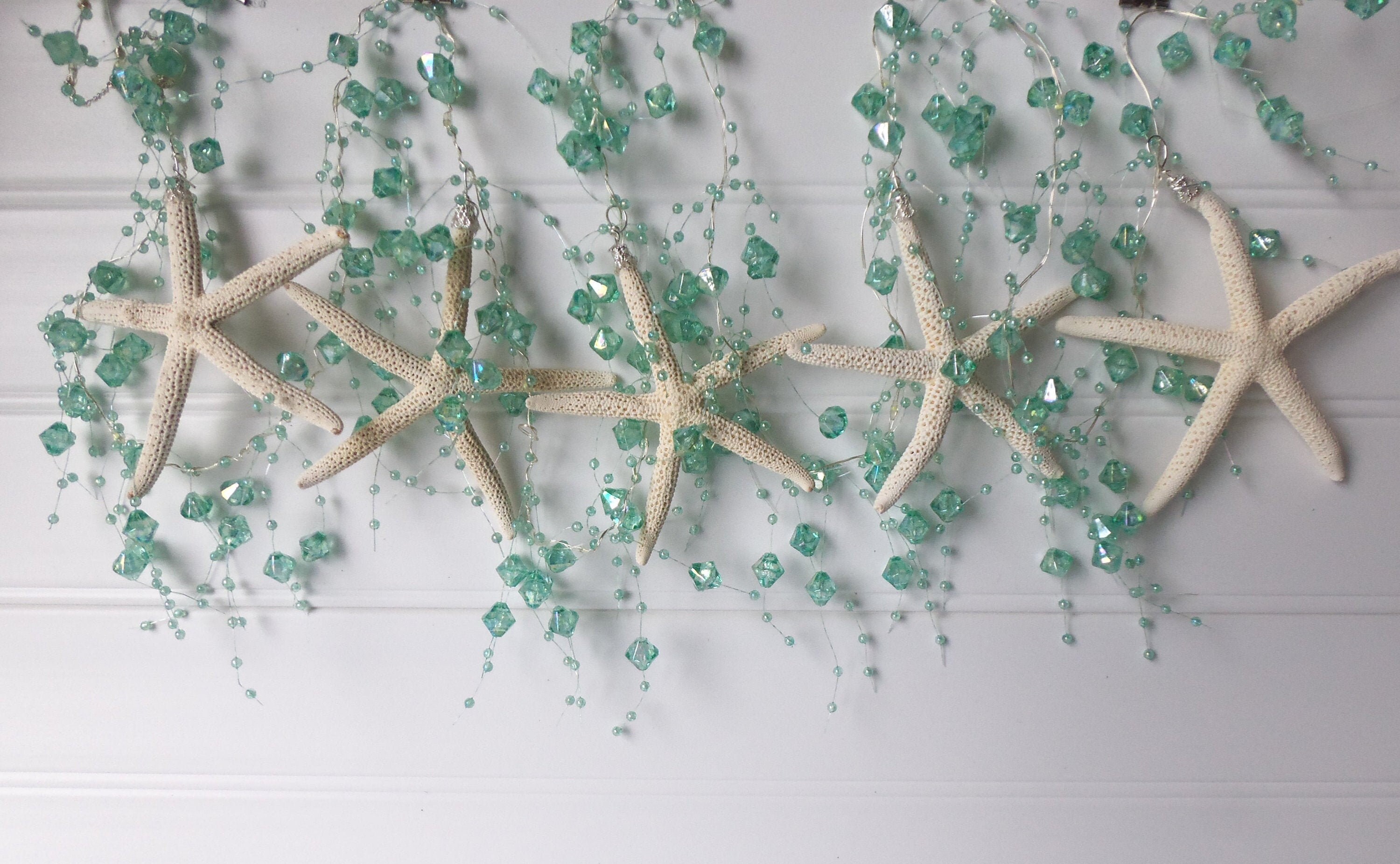 Starfish Beaded Garland Lighted Nautical Garland Lighted | Etsy