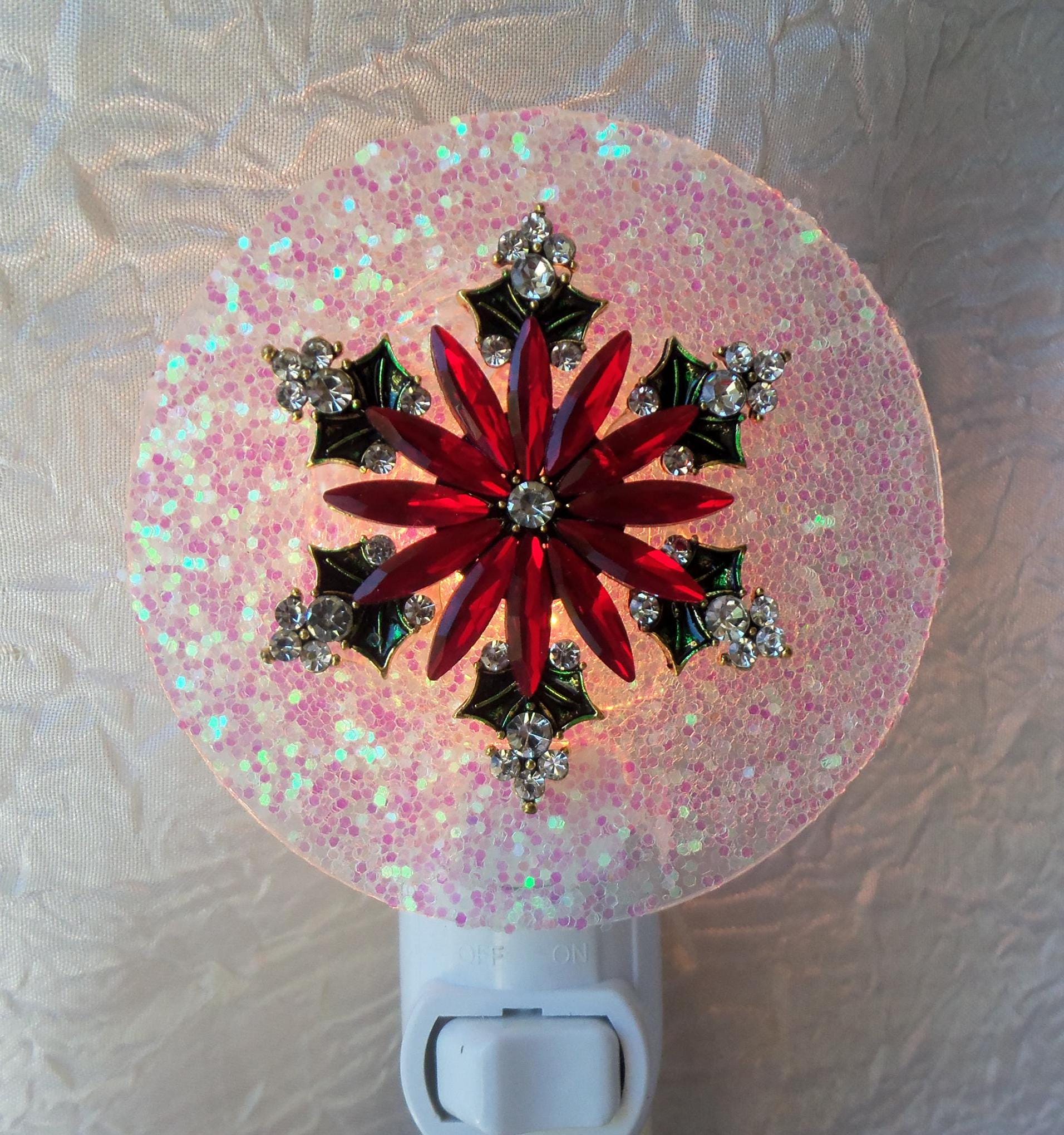 Night Lights, Poinsettia Night Lights, Nightlight, Christmas Night ...