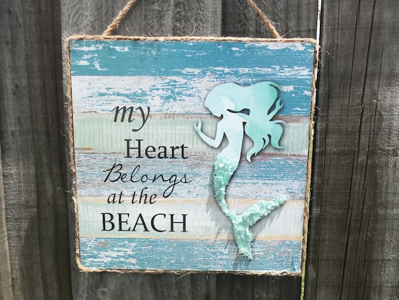Mermaid Beach Sign Hanging Sign Beach Decor Wall Sign | Etsy