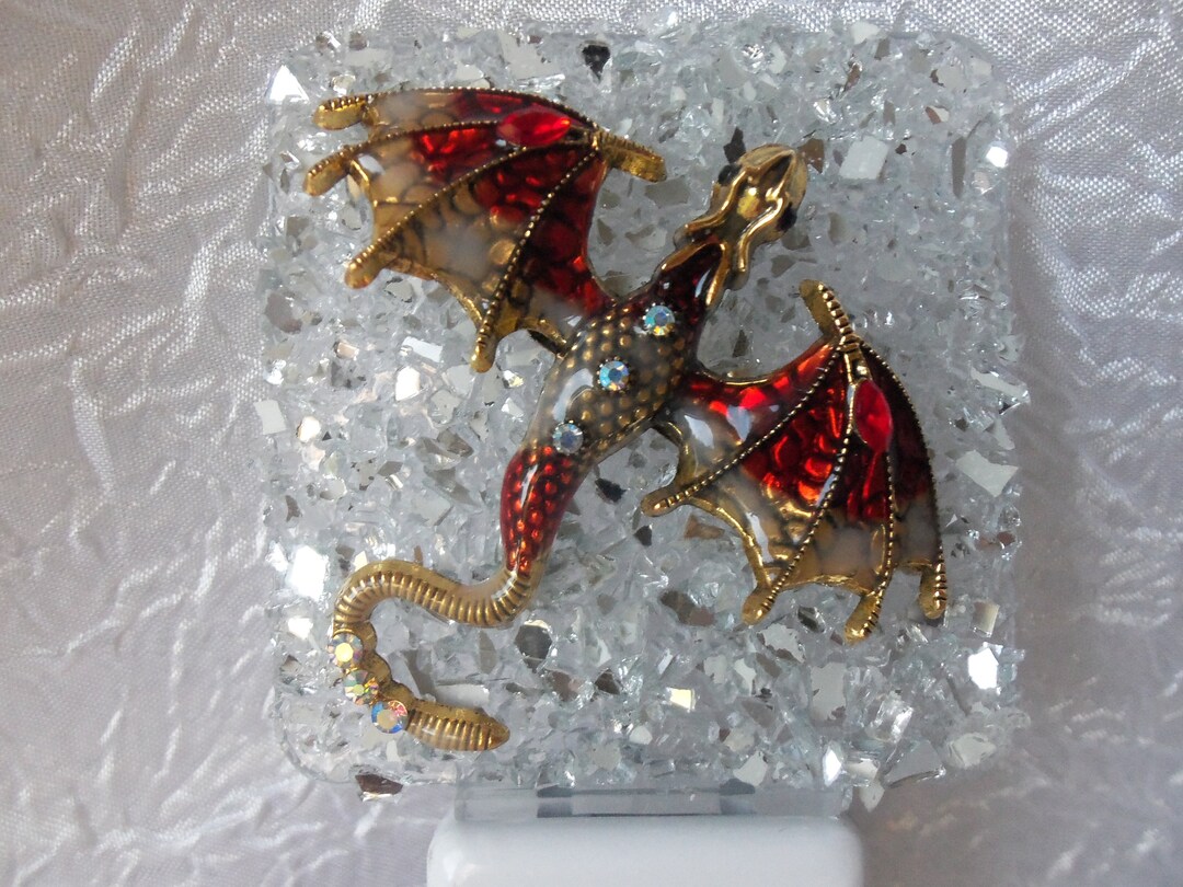Night Lights, Rhinestone RED Dragon Night Light, Dragon Night Light ...
