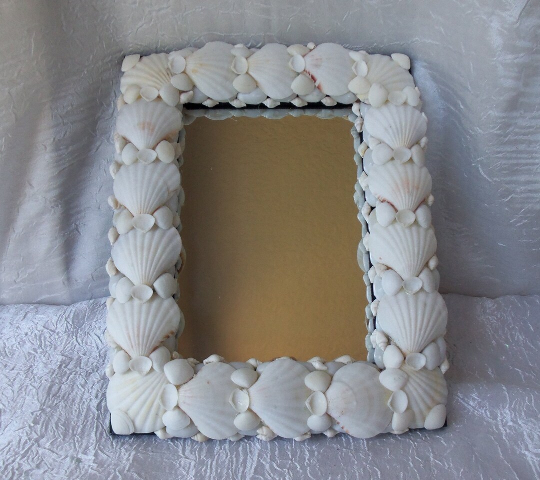 Shell Mirror, Nautical, Beach, Coastal Decor, White Shells - Etsy