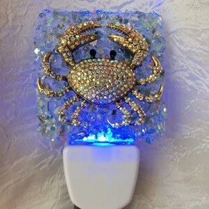 Crab Rhinestone Night Light, Night Light, Nightlight, Rhinestone Crab ...