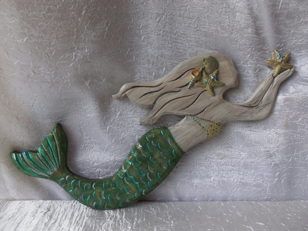 Mermaid, Mermaid Starfish Wall Decor, Mermaid Wall Art, Wall Statue ...